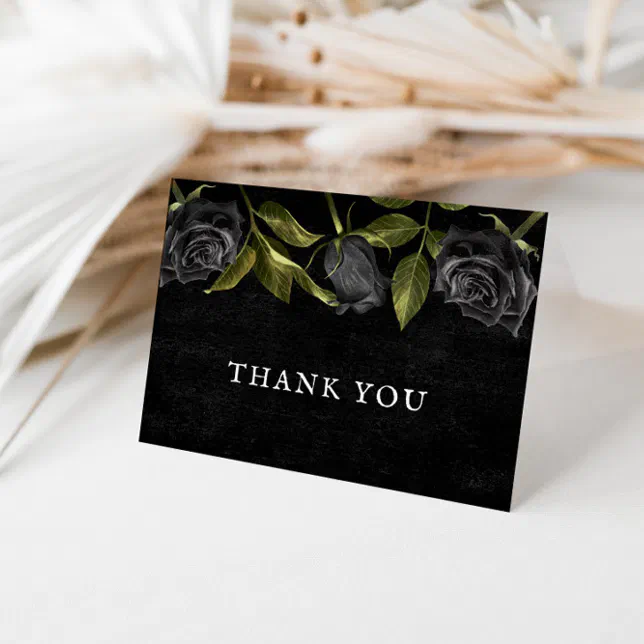 Gothic Vintage Black Rose Bridal Shower Thank You Card | Zazzle