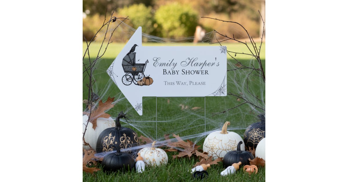 Gothic Vintage Carriage Baby Shower Directional Sign | Zazzle