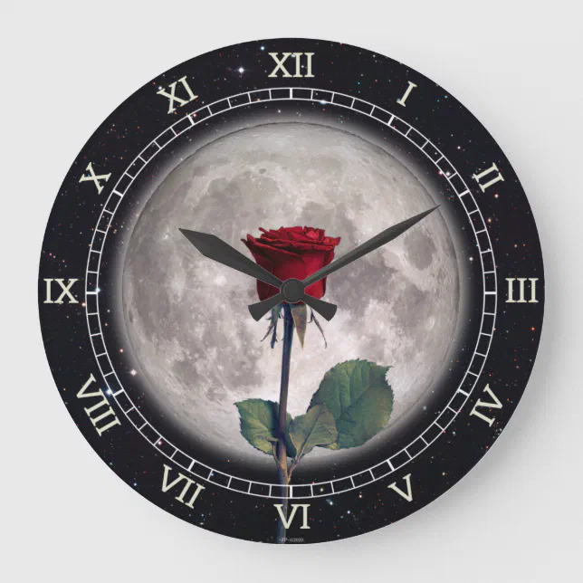 Gothic, Vintage, Victorian, Red Rose, Fantasy Large Clock | Zazzle