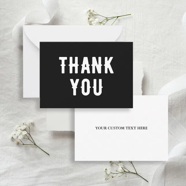 Gothic Wedding Black & White Thank You Note Card | Zazzle