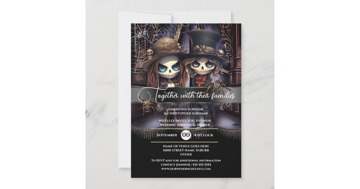 Gothic wedding bride groom spooky church goth invitation | Zazzle