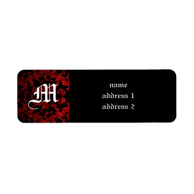 Gothic wedding monogram return address labels | Zazzle