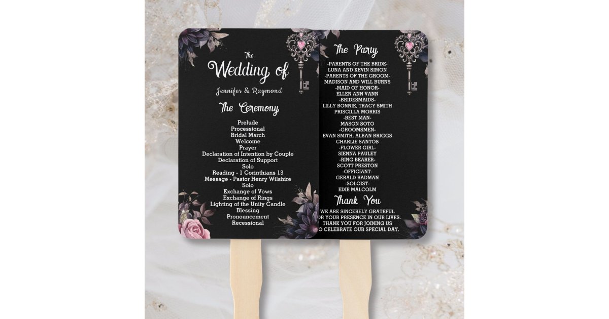 Gothic Wedding Program Hand Fan | Zazzle