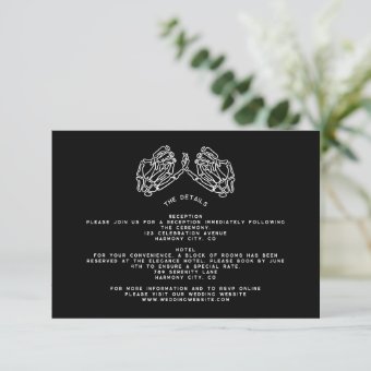 Gothic Wedding Skeleton Hands Wedding Details Enclosure Card | Zazzle