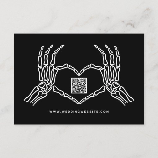 Gothic Wedding Skeleton Hands Wedding QR Code RSVP Enclosure Card | Zazzle