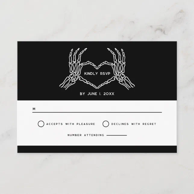 Gothic Wedding Skeleton Hands Wedding QR Code RSVP Enclosure Card | Zazzle