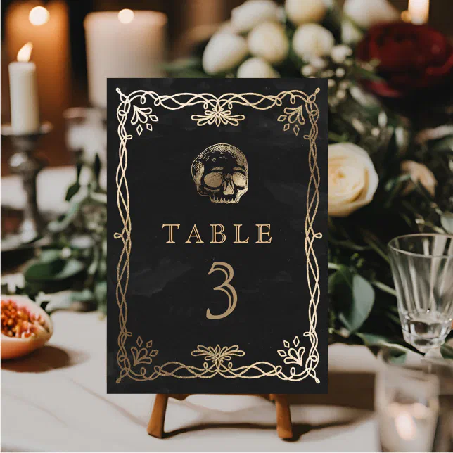Gothic Wedding Skull Table Number | Zazzle