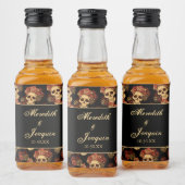 Gothic Wedding Skulls Black Red Rose Custom Liquor Bottle Label | Zazzle