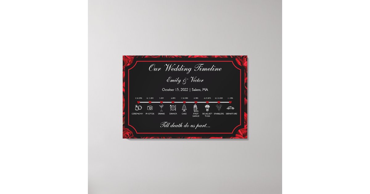 Gothic Wedding Timeline Sign | Zazzle