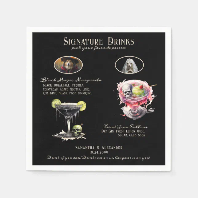 Gothic Wedding Whimsigoth Dog Signature Drinks Napkins | Zazzle