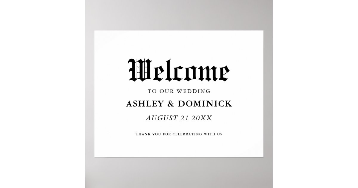 Gothic Welcome Wedding Reception Sign Poster | Zazzle