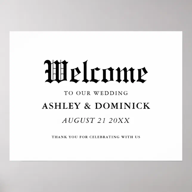 Gothic Welcome Wedding Reception Sign Poster | Zazzle