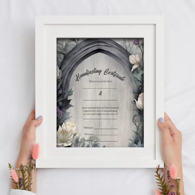 Gothic White Floral Arch Handfasting Certificate Poster | Zazzle