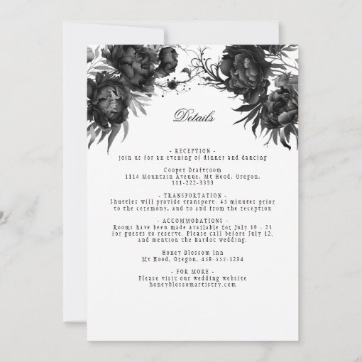 Gothic White Monogram Moon Crest Wedding Details Invitation | Zazzle