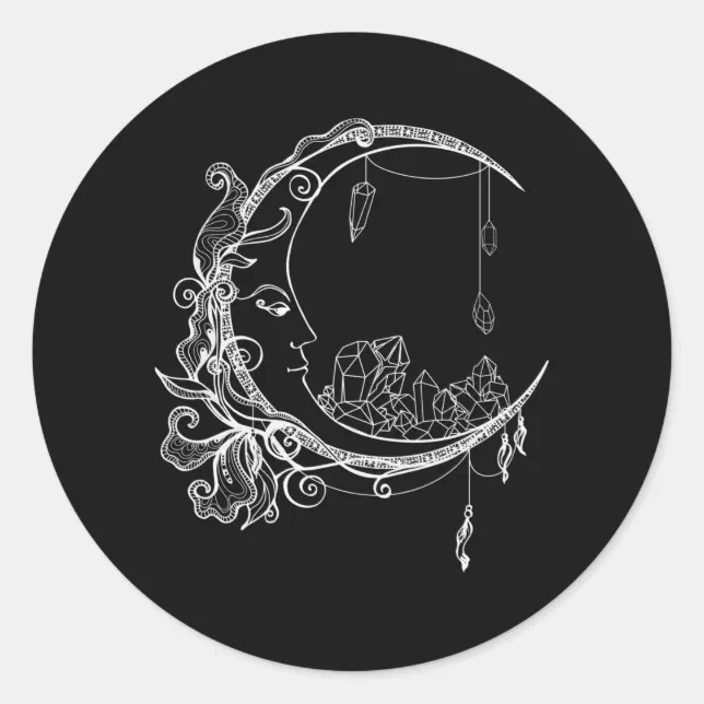 Gothic Wicca Crescent Goth Moon Classic Round Sticker | Zazzle
