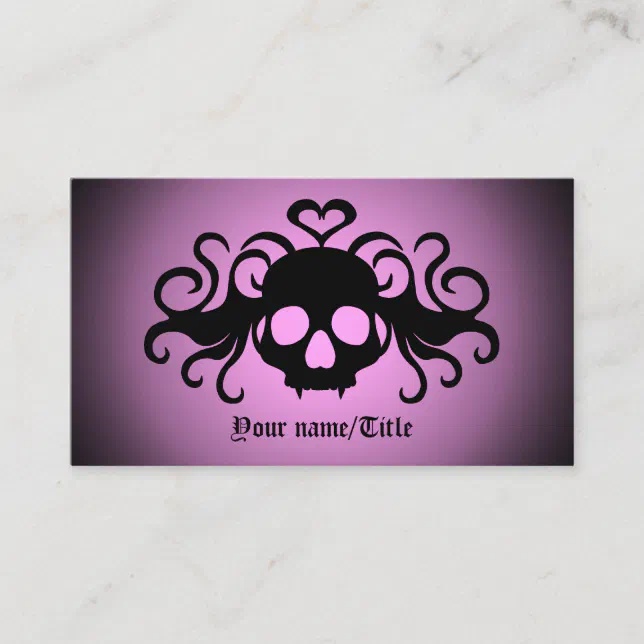 Gothic winged skull spooky chic business card | Zazzle