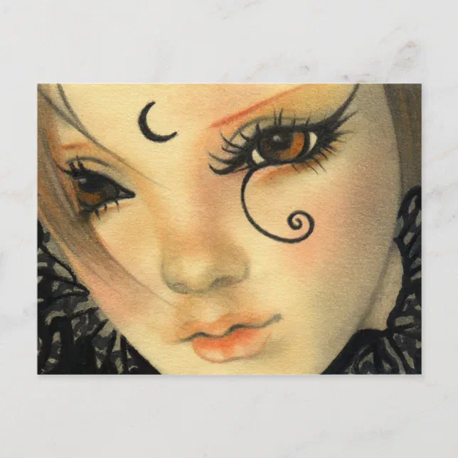 Gothic witch doll face Postcard | Zazzle