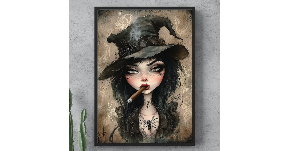 Gothic Witch Smoking Cigar Halloween Decoupage Tissue Paper | Zazzle