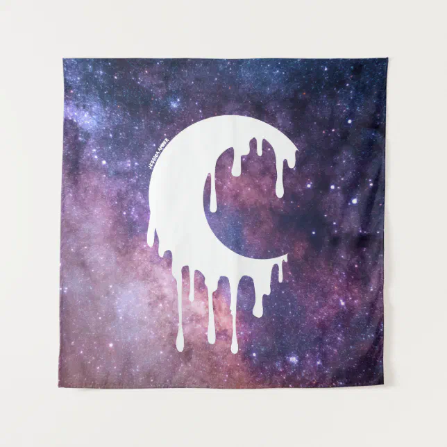 Gothic Witch White Dripping Moon Silhouette Galaxy Tapestry | Zazzle