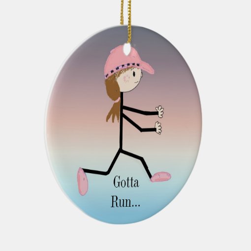 Gotta Run Female Running Figure Ceramic Ornament | Zazzle