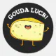 Gouda Luck Funny Cheese Pun Dark BG Classic Round Sticker | Zazzle
