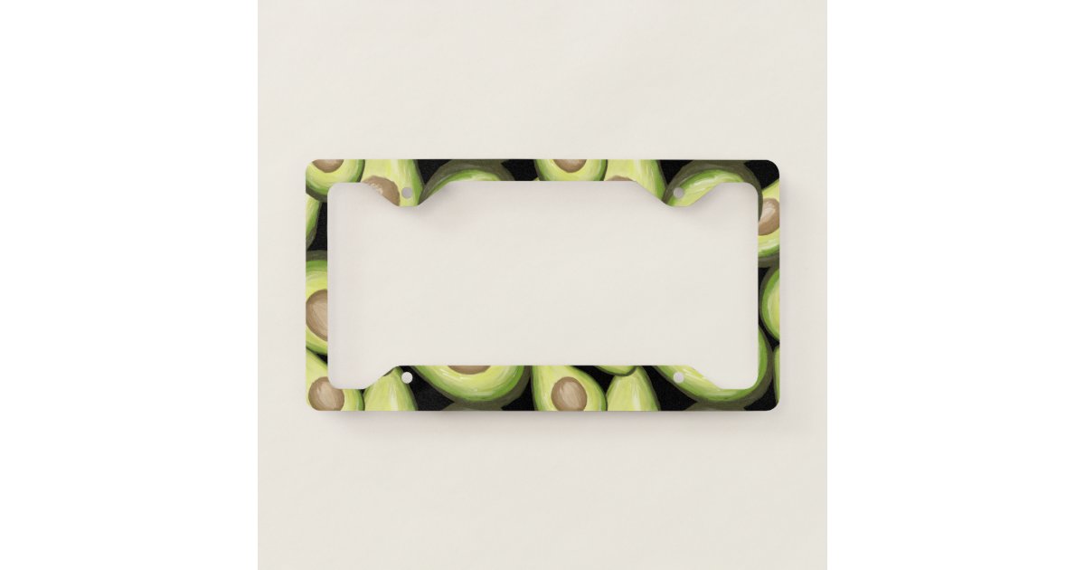 Gourmet Fresh Cut Vegan Avocado Pattern License Plate Frame | Zazzle