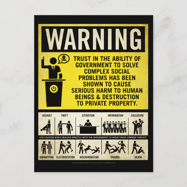 Government Warning Postcard | Zazzle