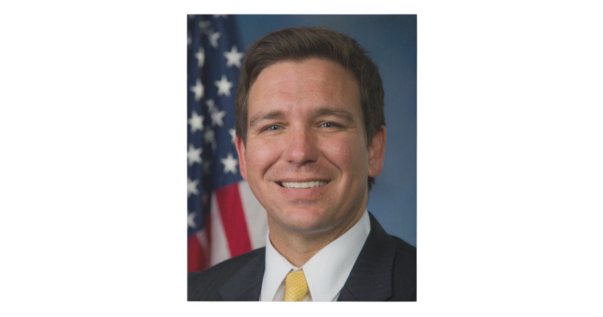 Governor Ron Desantis Portrait Faux Canvas Print Zazzle
