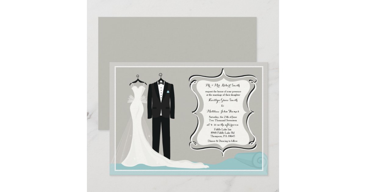 Gown & Tuxedo Wedding or Couples Shower Invitation | Zazzle