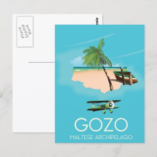 Gozo, Maltese archipelago Map Travel poster. Postcard | Zazzle