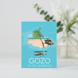 Gozo, Maltese archipelago Map Travel poster. Postcard | Zazzle