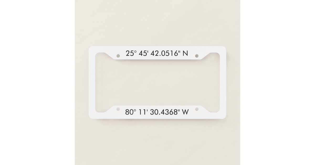 GPS Personalized License Plate Frame | Zazzle