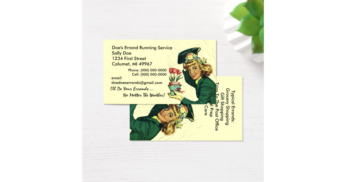 GR8 Retro Business Card Errand Running Services | Zazzle