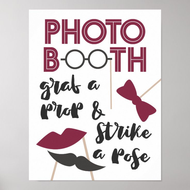 Grab a Prop Charming Photo Booth Poster | Zazzle