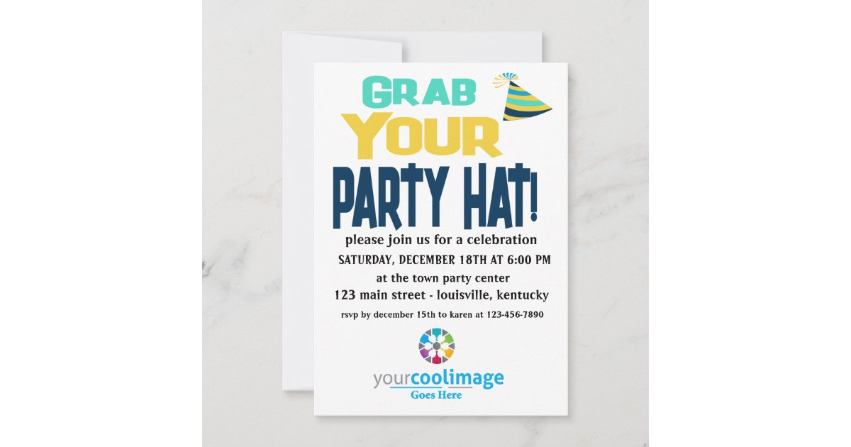 Grab Your Party Hat Editable Corporate Invitation | Zazzle