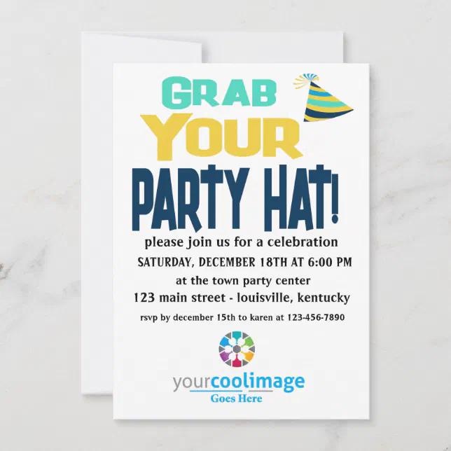 Grab Your Party Hat Editable Corporate Invitation | Zazzle