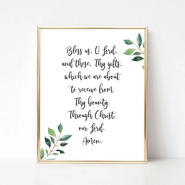 Grace Before Meals Prayer Print Calligraphy | Zazzle