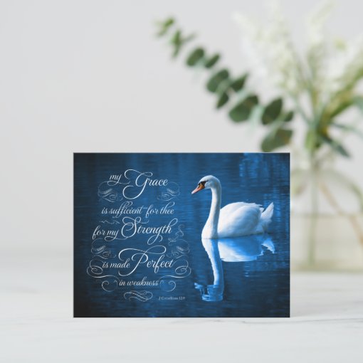 Grace Bible Verse Mute Swan Postcards | Zazzle