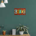 GRACE License Plate Lettering Name Sign Poster | Zazzle