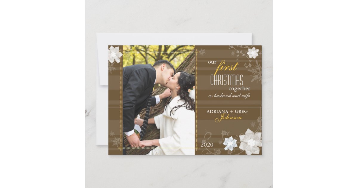 Graceful Our First Christmas Together Photo Holiday Card | Zazzle