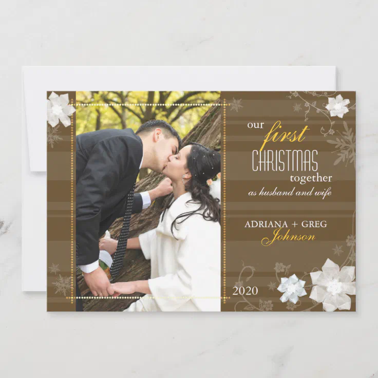 Graceful Our First Christmas Together Photo Holiday Card | Zazzle