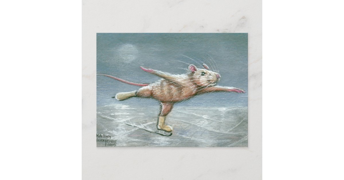 Graceful Rat Skating Postcard | Zazzle
