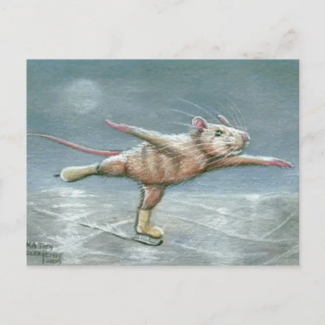 Graceful Rat Skating Postcard | Zazzle