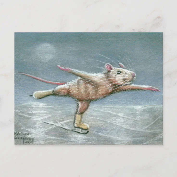 Graceful Rat Skating Postcard | Zazzle