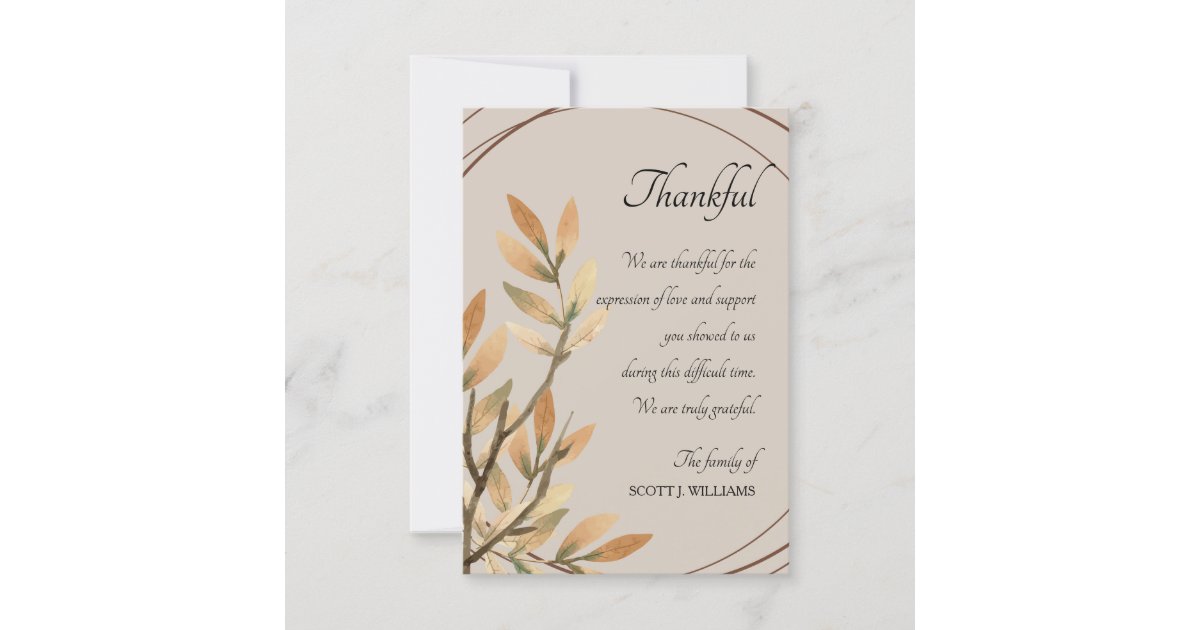 Graceful Remembrance Sympathy Thank You Card | Zazzle
