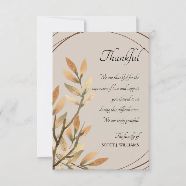 Graceful Remembrance Sympathy Thank You Card | Zazzle