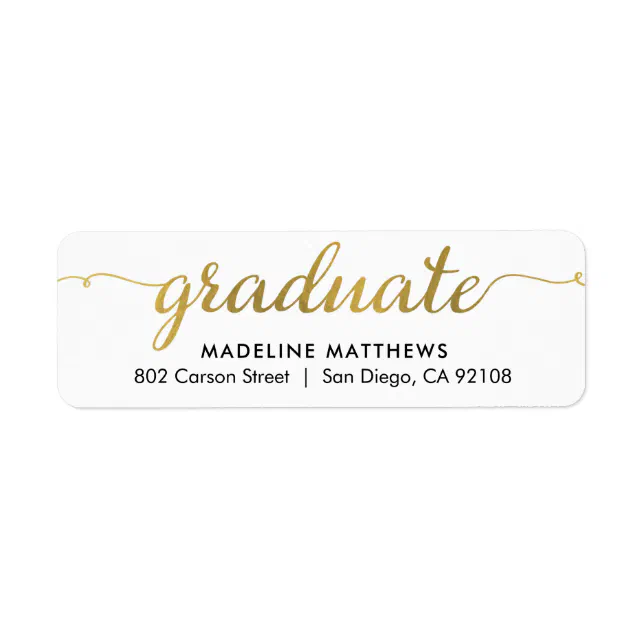 Graceful Script Graduation Return Address Label | Zazzle
