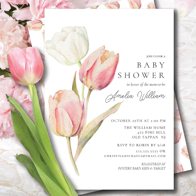Graceful Tulips Baby Shower Invitation | Zazzle