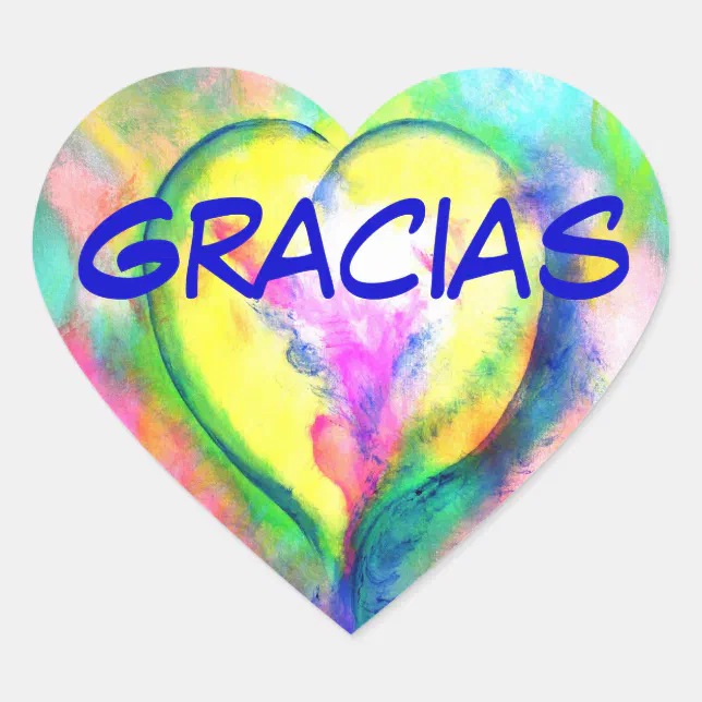 Gracias Corazon Etiqueta Engomada Heart Sticker | Zazzle