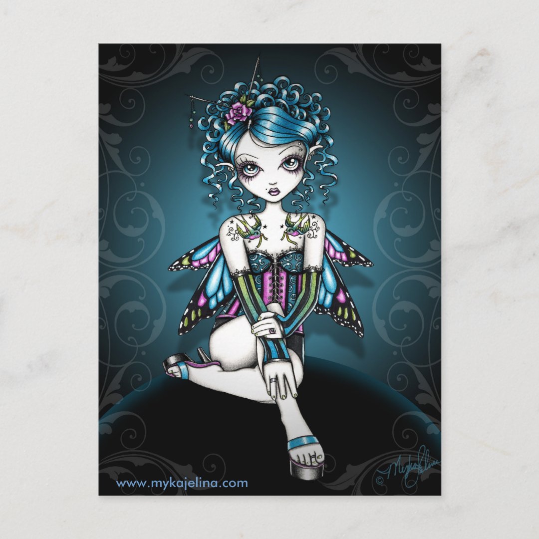 Gracie Gothic Couture Corset Fairy Postcard | Zazzle
